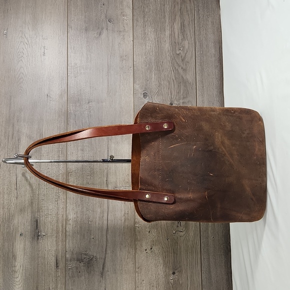 Weather & Story | Bags | Weather Story Brown Leather Book Tote Shoulder ...